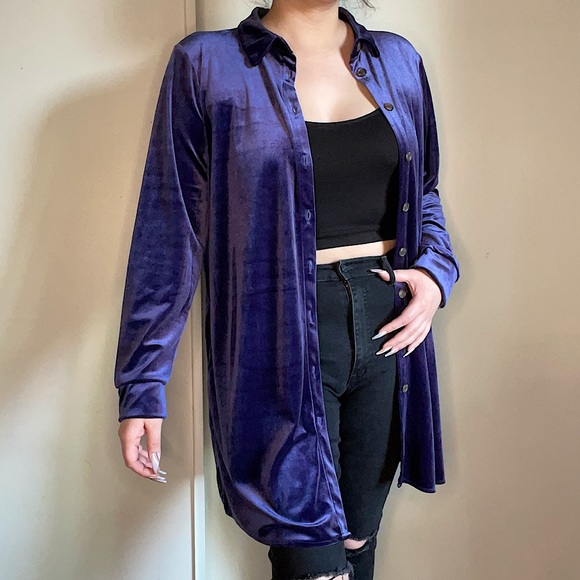 Sweaters | Vintage Velvet Button Down Long Sweater | Poshmark